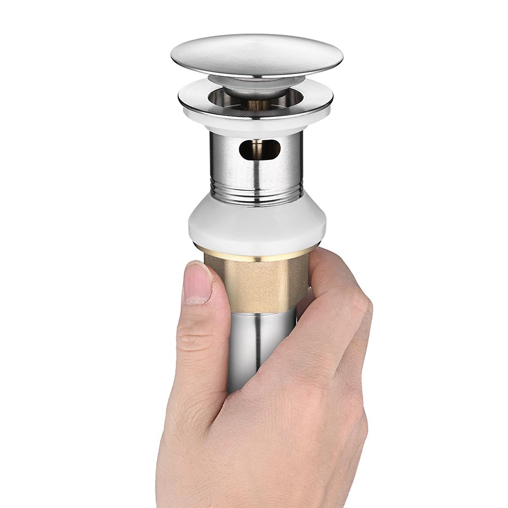 Aquaterior 1 5/8" Brushed Nickel Overflow Pop Up Drain